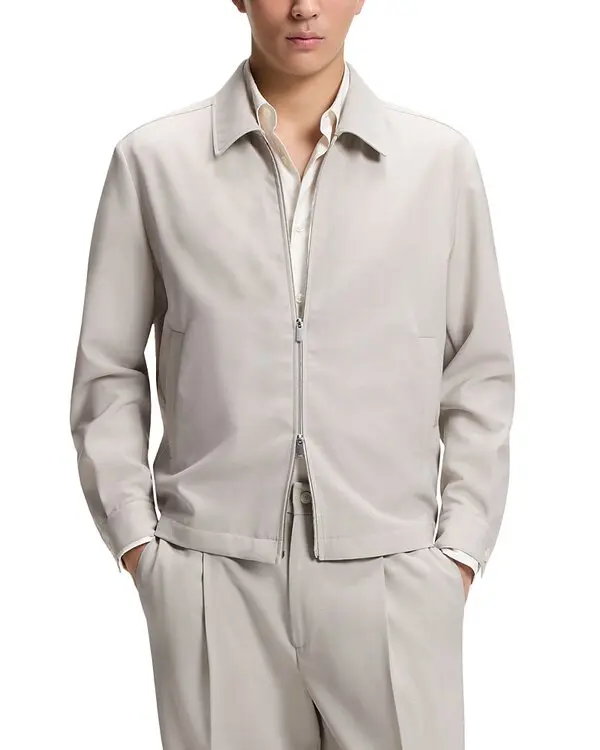 BOSS P-carper Performance Wool Slim Fit Zip Blouson Jacket - Light Beige