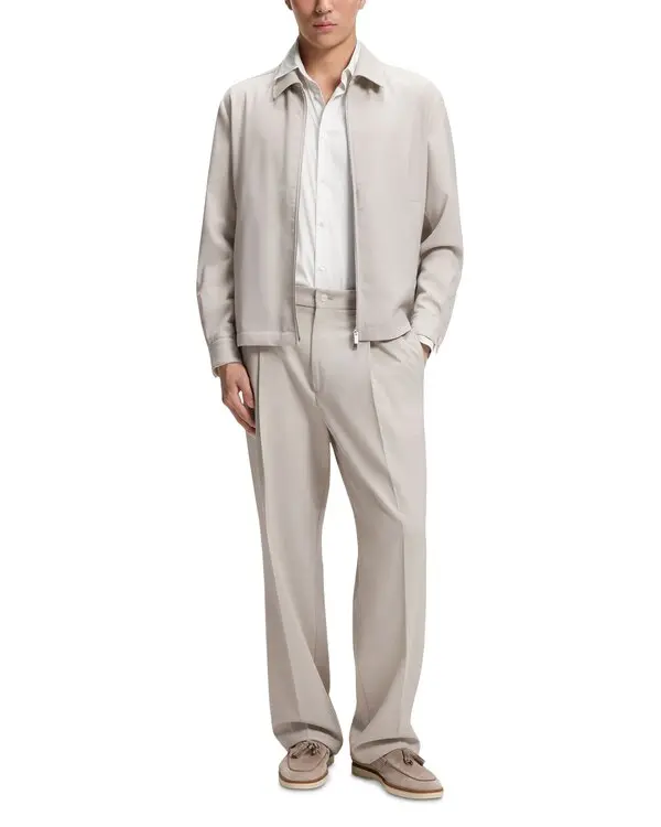 BOSS P-carper Performance Wool Slim Fit Zip Blouson Jacket - Light Beige
