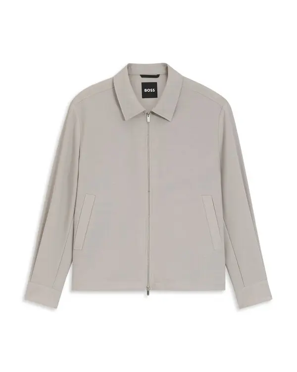 BOSS P-carper Performance Wool Slim Fit Zip Blouson Jacket - Light Beige
