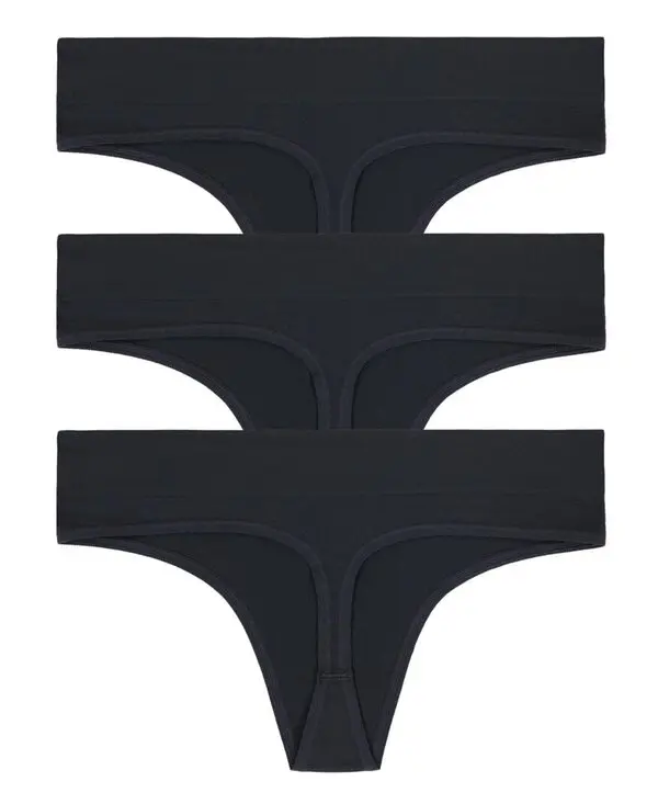 Dkny Seamless Litewear Thong 3pk - Black