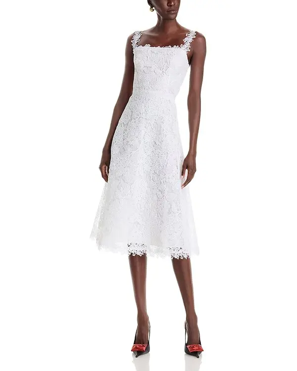Carolina Herrera Guipure Lace Fit And Flare Midi Dress - White