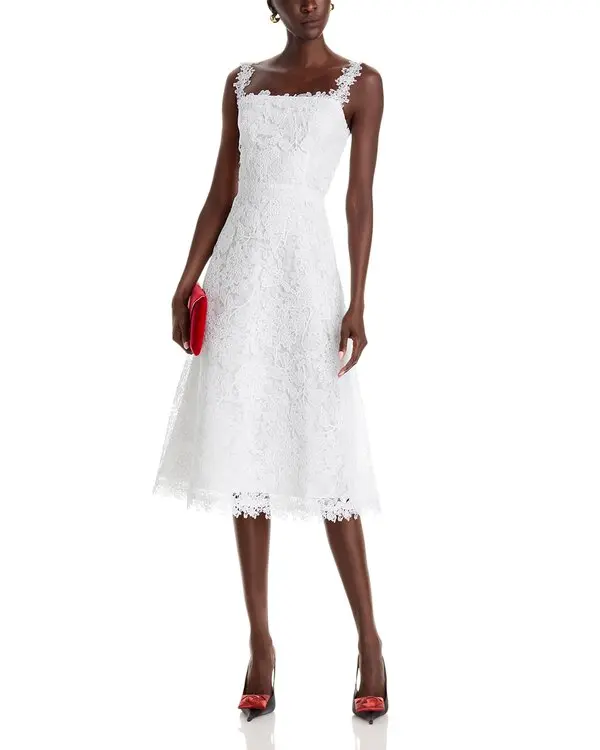 Carolina Herrera Guipure Lace Fit And Flare Midi Dress