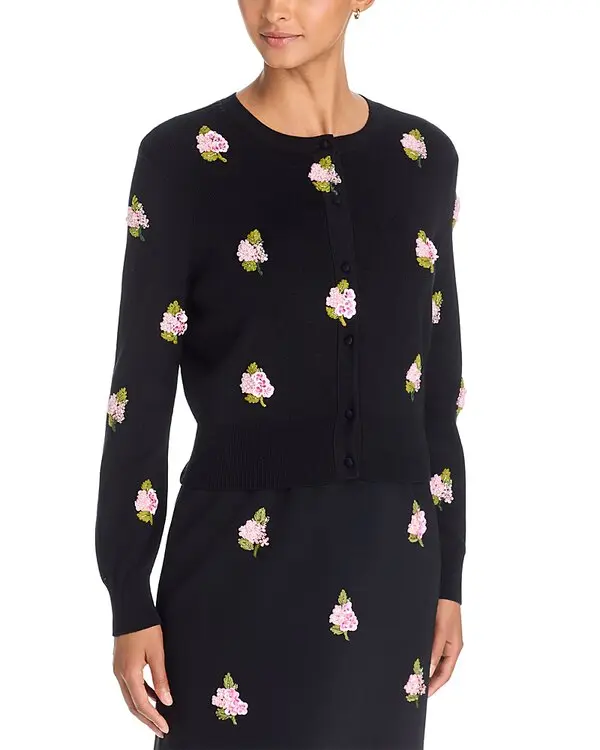 Carolina Herrera Silk & Cotton Embellished Cardigan - Black/multi