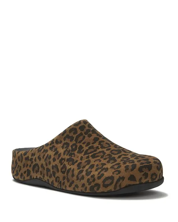 Fitflop Shuv Suede Leopard Print Clogs - Tan/black
