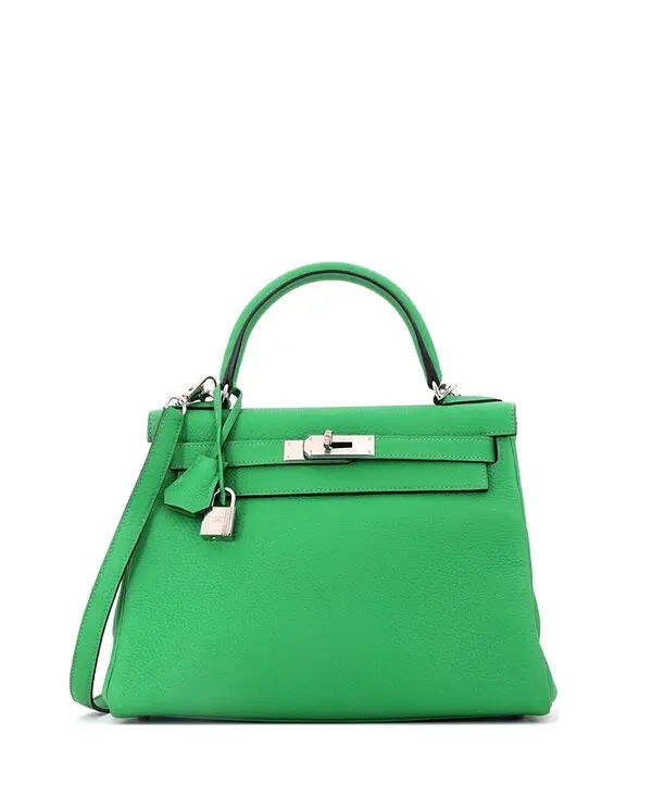 Hermès Kelly 28 Leather Palladium Satchel - Bamboo