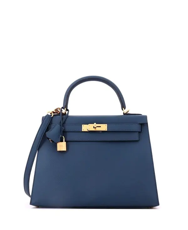 Hermès Kelly 28 Epsom Leather Satchel With Gold Tone Hardware - Bleu De Prusse