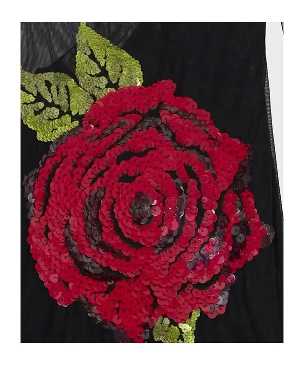 Blumarine Stretch Tulle Dress With Embroidery And Slit