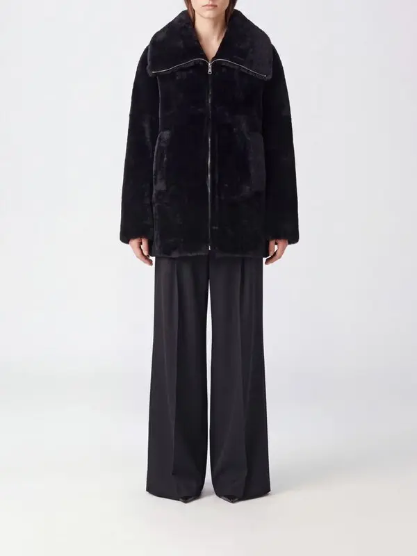 BLANCHA Zip-up Fur Jacket - Black