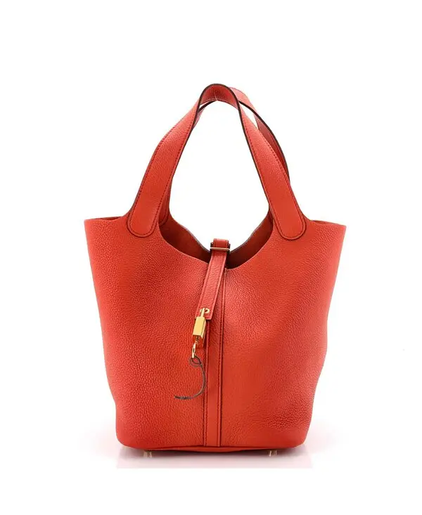 Hermès Picotin Lock Leather Bucket Bag - Orange