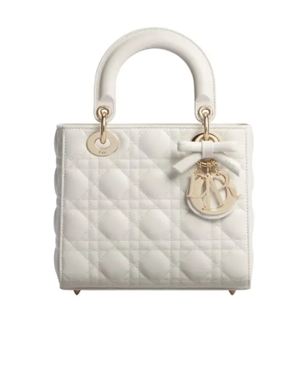 Dior Small Lady Bag With Strap - Latte