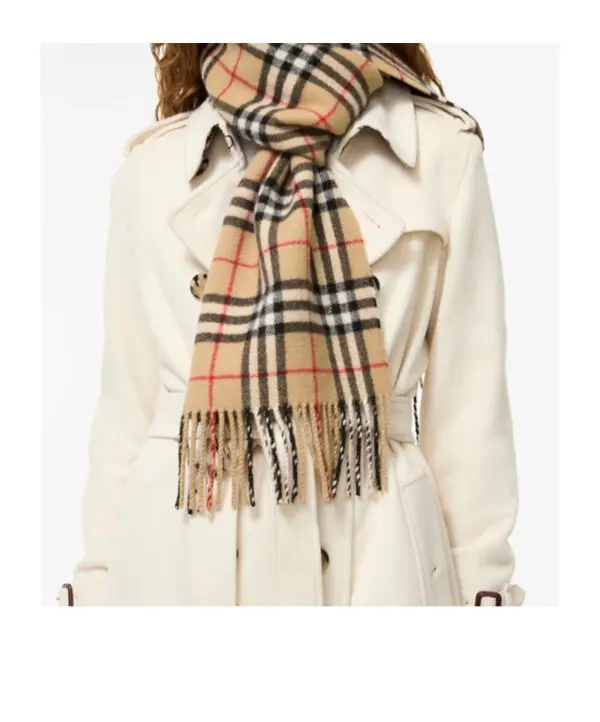 Burberry Sparkle Check Cashmere Scarf - Archives Beige