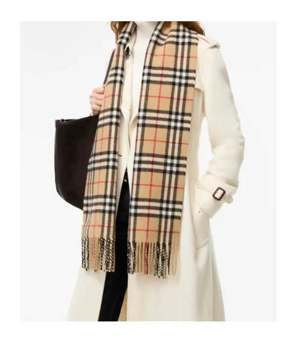 Burberry Sparkle Check Cashmere Scarf - Archives Beige