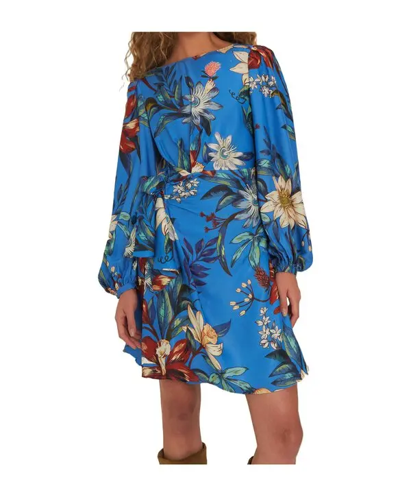 Farm Rio Floral-printed Wrapped Mini Dress