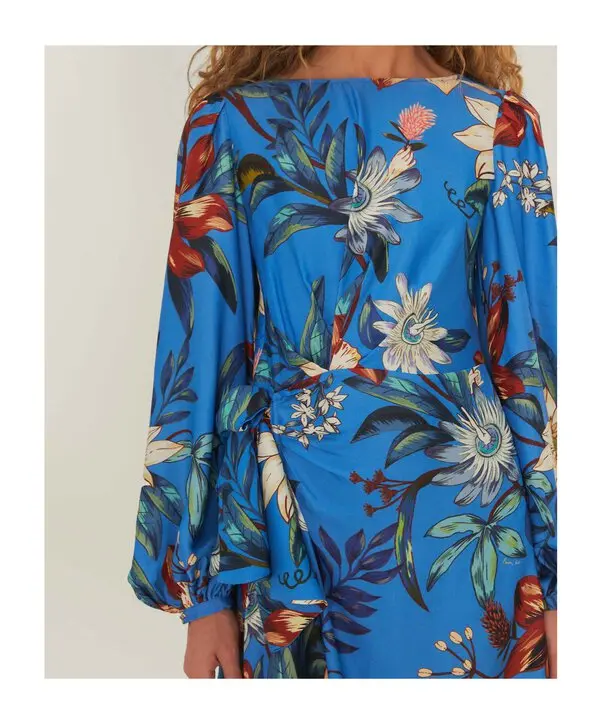 Farm Rio Floral-printed Wrapped Mini Dress