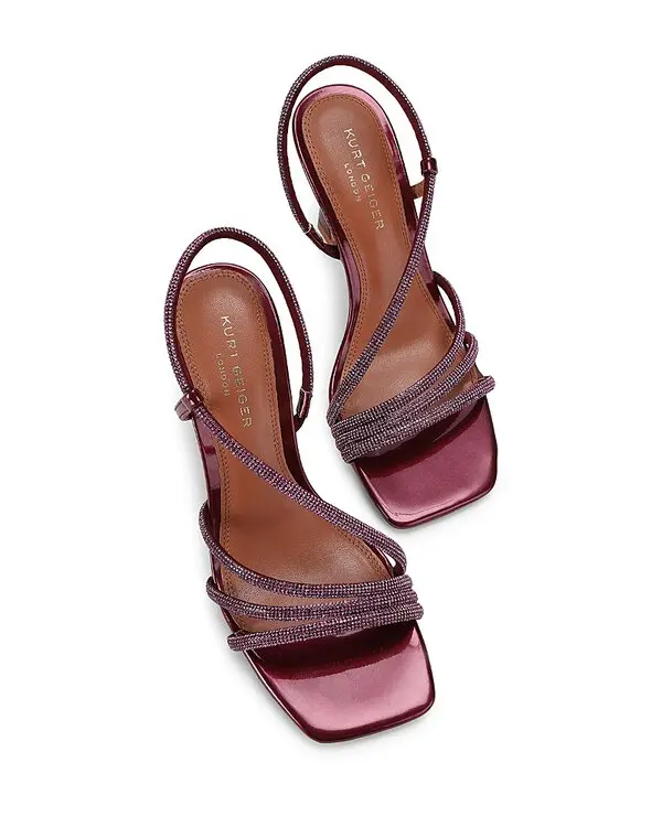 Kurt Geiger Annabel Embellished Suede Sandals - Open Pink