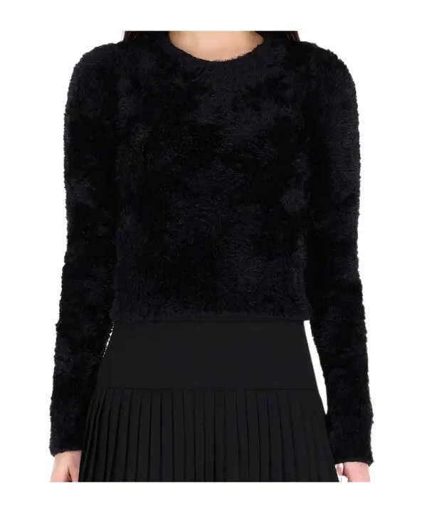 MARINE SERRE Wild Fluffy Knit Fitted Crewneck Jumper - Black