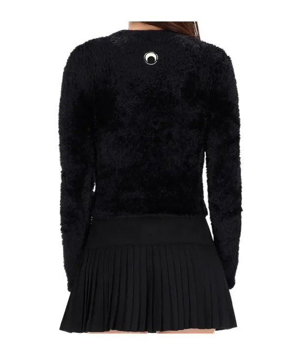 MARINE SERRE Wild Fluffy Knit Fitted Crewneck Jumper