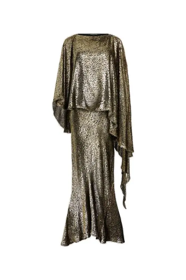 Roberto Cavalli Draped Metallic Maxi Dress