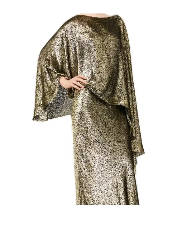 Roberto Cavalli Draped Metallic Maxi Dress