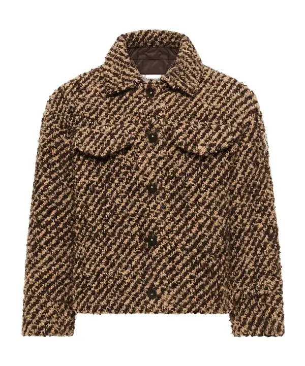 Moncler Bouclé Blend Shirt Jacket - Brown