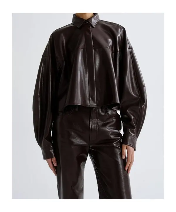 AGOLDE Collared Long-sleeved Shirt - Dark Brown