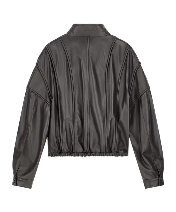 Emporio Armani Cropped Nappa Leather Blouson Jacket With A Stand Collar