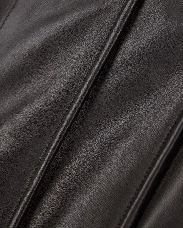 Emporio Armani Cropped Nappa Leather Blouson Jacket With A Stand Collar