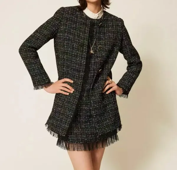 TWINSET Bouclé Crewneck Jacket
