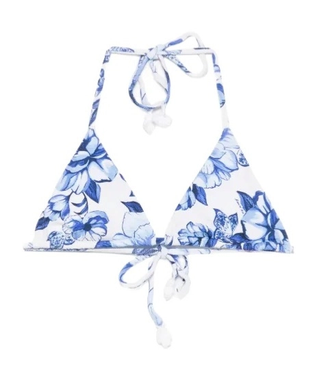 Farm Rio Floral-print Bikini Top - Blue