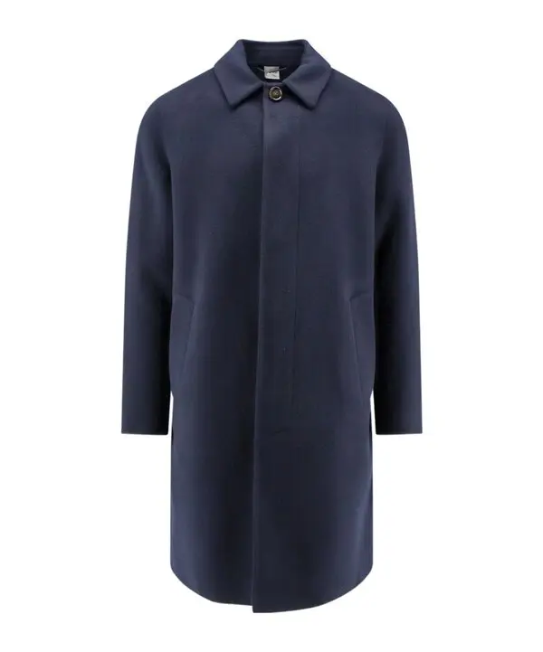 Aspesi Single-breasted Concealed-placket Coat - Blue