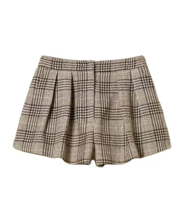 TWINSET Chequered Wool Cloth Shorts With Sequins - No