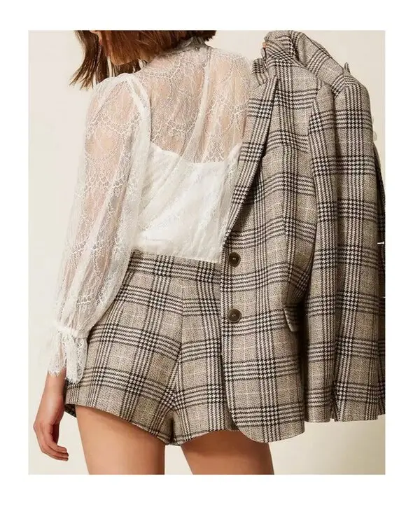 TWINSET Pleated Plaid Skort
