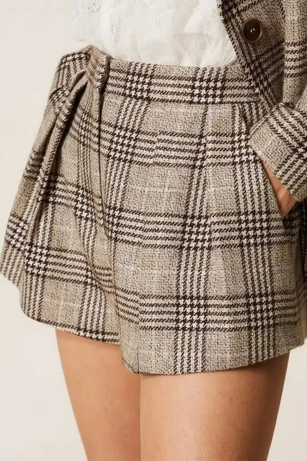 TWINSET Pleated Plaid Skort