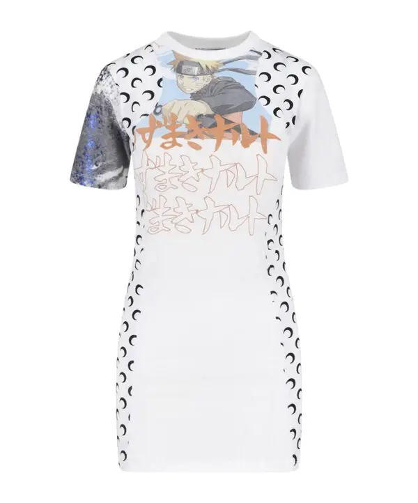 MARINE SERRE Graphicprint Tshirt Mini Dress - White