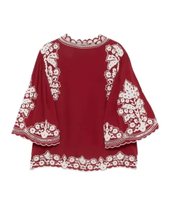 Farm Rio Floral-embroidered Blouse