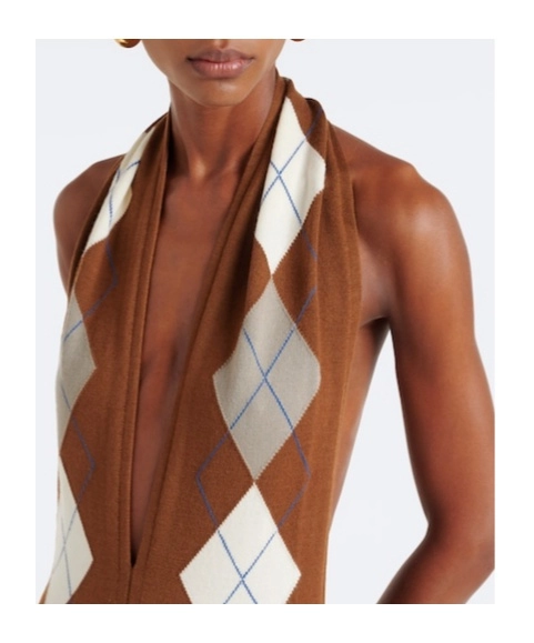 MUGLER Argyle Virgin Wool Bodysuit