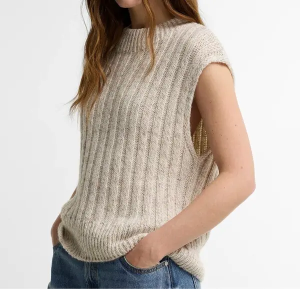 Barbour Anastasia Ribbed-knit Sleeveless Sweater - Cloud Multicolor