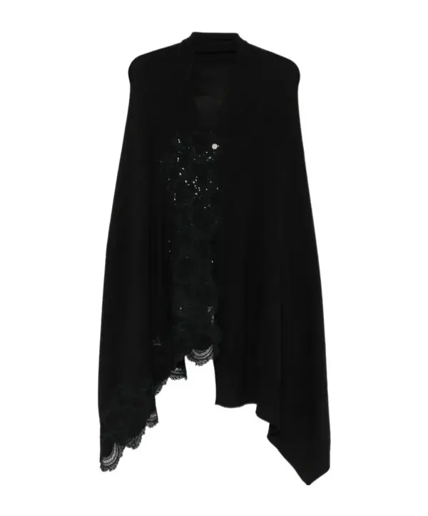 Ermanno Scervino Lace-embellished Draped Cardigan - Black