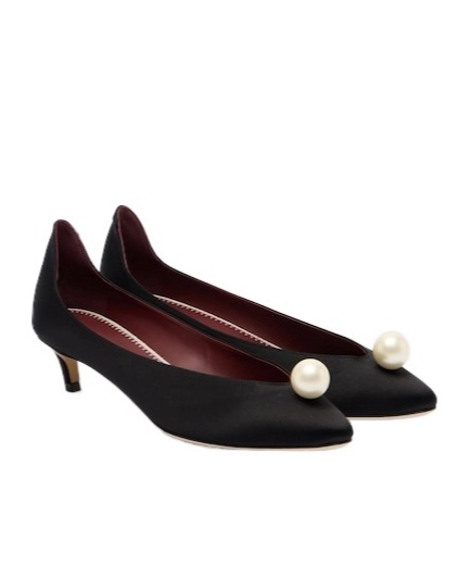 Magda Butrym Pearl-adorned Satin High Heels - Black