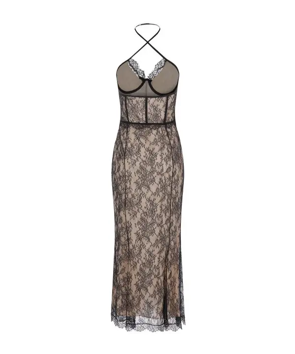 Alessandra Rich Halterneck Laced Dress