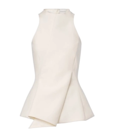 Magda Butrym Asymmetric Peplum Wool-blend Top - White
