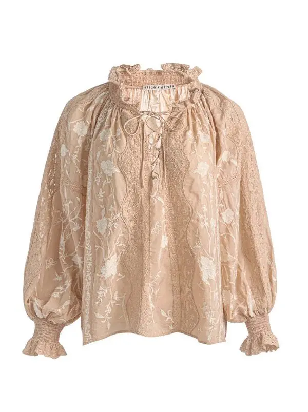 ALICEOLIVIA Norah Embroidered Blouse
