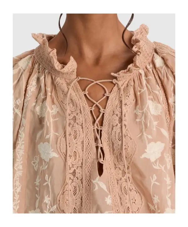 ALICEOLIVIA Norah Embroidered Blouse