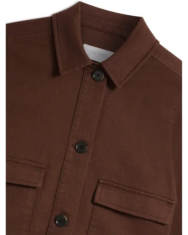 HOBBS LONDON Manon Cotton Blend Button Front Jacket - Alder Brown