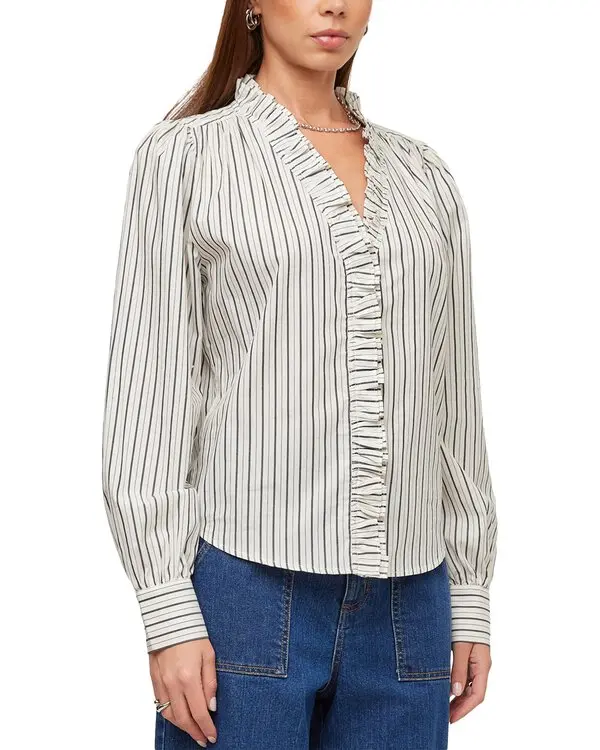 Fifteen Twenty Lizzy Cotton Stripe Ruffled Top