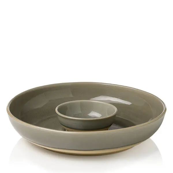 HUDSON PARK COLLECTION Chip & Dip Serving Dish Exclusive - Ash Grey