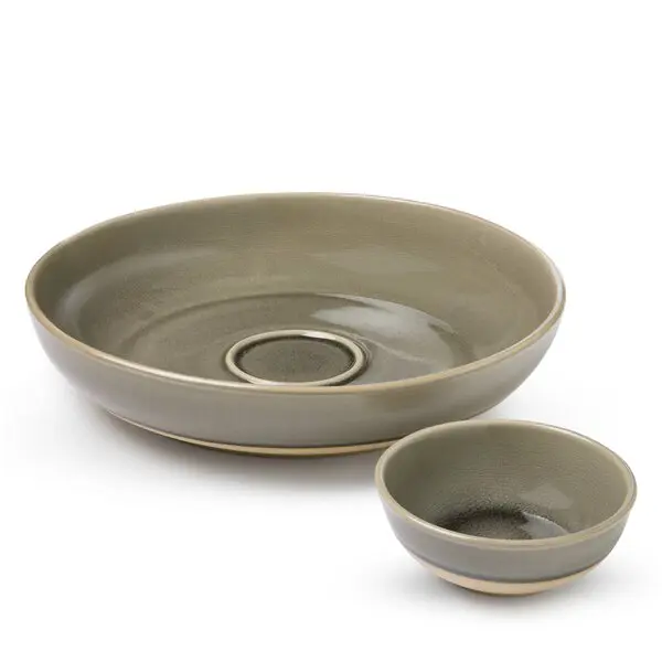HUDSON PARK COLLECTION Chip & Dip Serving Dish Exclusive - Ash Grey