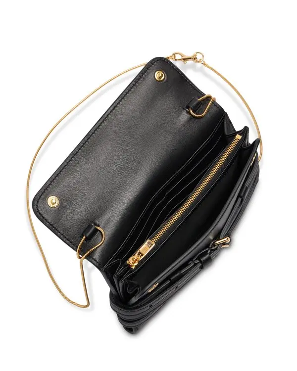 Moschino Tie Me Leather Wallet On Chain