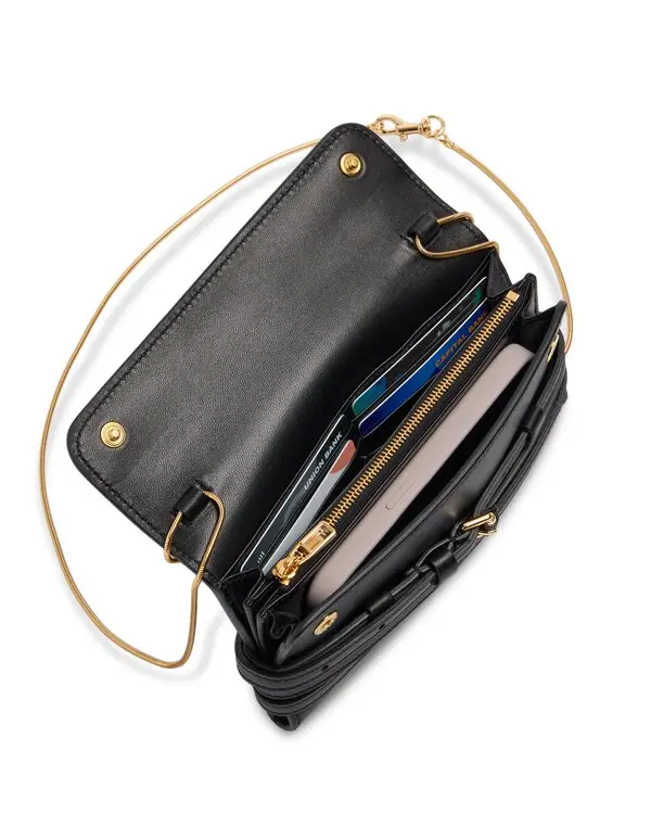 Moschino Tie Me Leather Wallet On Chain