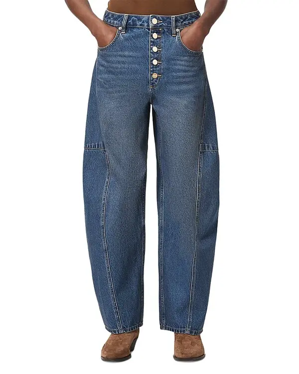 ALLSAINTS Carter Button Fly Mid Rise Barrel Jeans